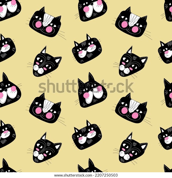 Absract Patterncute Cats Animal Print Vector Stock Vector (Royalty Free ...