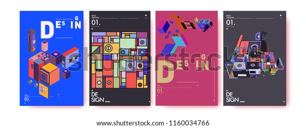 Abstract 3d Colorful Collage Poster Cover Stock Vector (Royalty Free ...