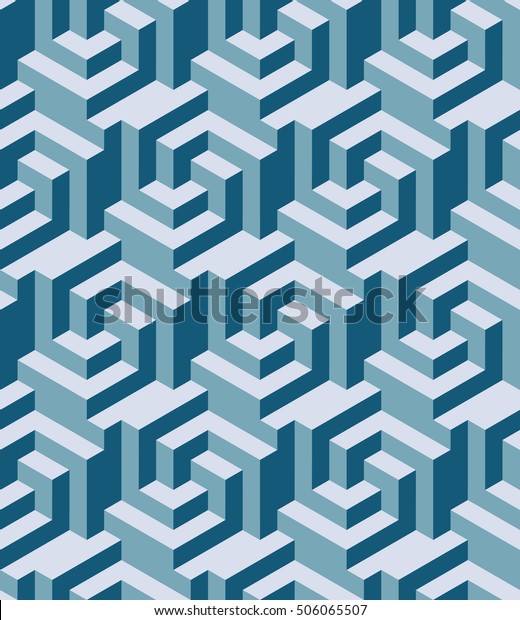 Abstract 3d Geometric Blue Seamless Pattern Stock Vector (Royalty Free ...