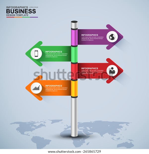 Abstract 3d signpost infographic design template