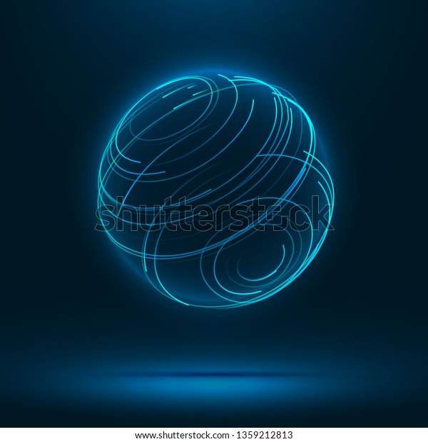 Abstract 3d Sphere Consist Neon Stripes Stock Vector (Royalty Free ...