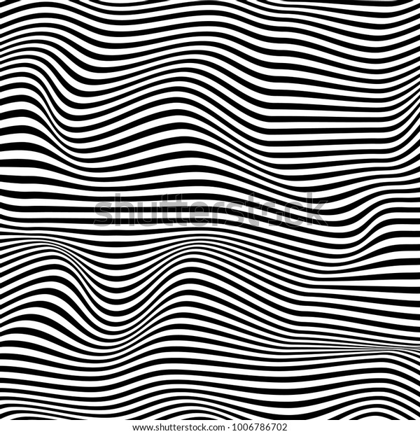 Abstract 3d Wave Striped Textured Monochrome Stock Vector (Royalty Free ...