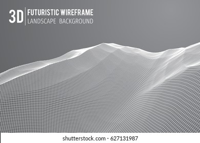 Abstract 3d Wireframe Landscape Grid Text Stock Vector (Royalty Free ...