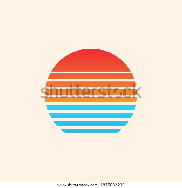 Abstract 80s Retro Gradient Sun Abstract Stock Vector (Royalty Free ...