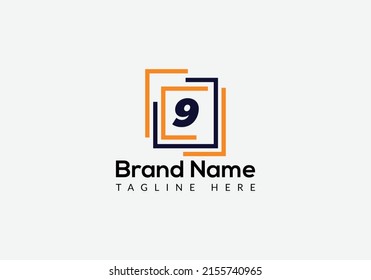 Abstract 9 Letter Modern Initial Logo Stock Vector (Royalty Free ...