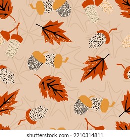 Abstract Acorns Fall Leaves Vector Seamless Stock Vector (Royalty Free ...