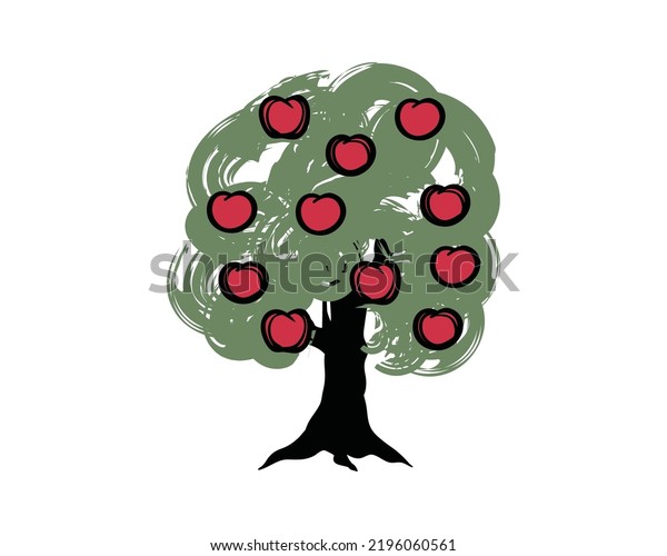 Abstract Apple Fruit Tree Illustration Symbol Stock Vector (Royalty ...