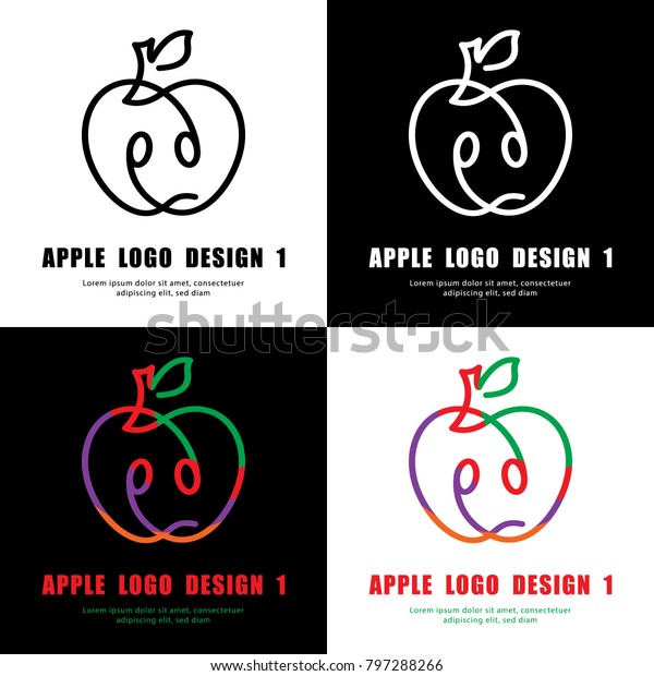 Abstract Apple Logo Design Decorative Apple: เวกเตอร์สต็อก (ปลอดค่า ...