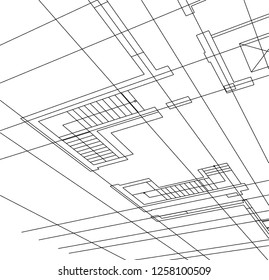 Abstract Architectural Drawings Stock Vector (Royalty Free) 1258100509 ...