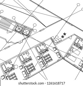 Abstract Architectural Drawings Stock Vector (Royalty Free) 1261618717 ...