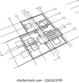 Abstract Architectural Drawings Stock Vector (Royalty Free) 1261621939 ...