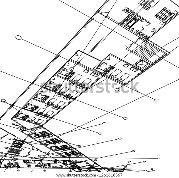 Abstract Architectural Drawings Stock Vector (Royalty Free) 1261618567 ...