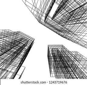 Architecture Building 3d Mesh Background Stock Vector (Royalty Free ...