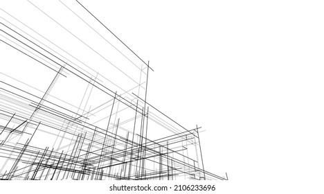 Abstract Architecture Line Sketch Vector Drawing Stock Vector (Royalty ...