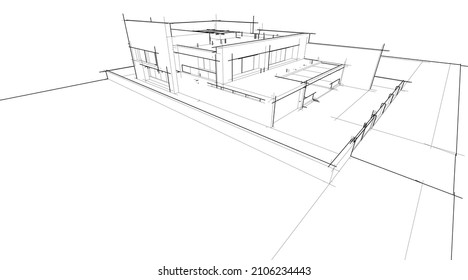 Abstract Architecture Line Sketch Vector Drawing Stock Vector (Royalty ...