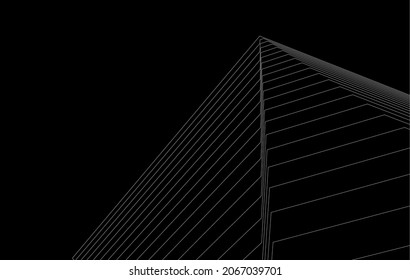 Abstract Architecture Linear Digital Drawing Stock Vector (Royalty Free ...