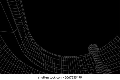Abstract Architecture Linear Digital Drawing Stock Vector (Royalty Free ...