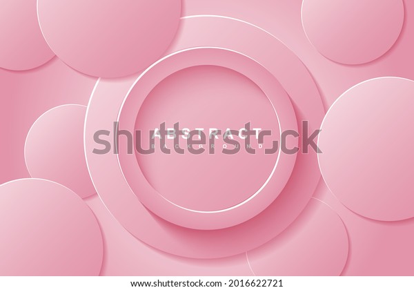 Abstract Background 3d Circle Pink Papercut Stock Vector (Royalty Free ...