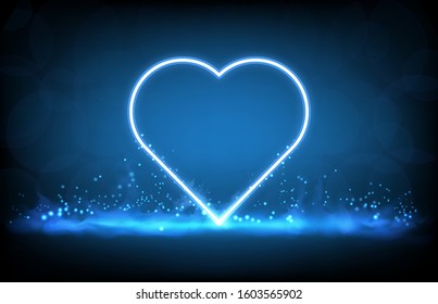 Abstract Background Blue Glowing Neon Heart Stock Vector (Royalty Free ...