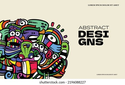 Abstract Background Doodle Art Template Stock Vector (Royalty Free ...