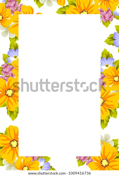 Abstract Background Frame Flowers Design Postcards Stock Vector ...
