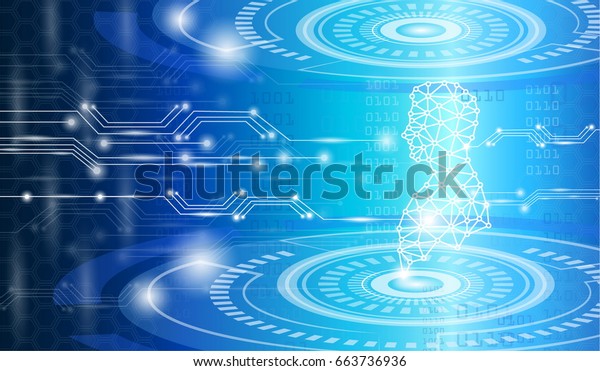 Abstract Background Technology Concept Blue Lighthuman Stock Vector ...
