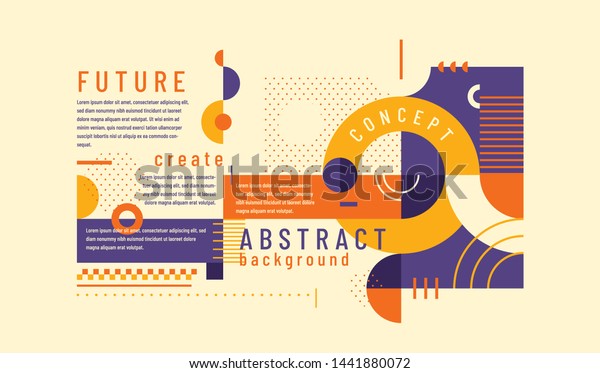 Abstract banner design in retro style with various geometric shapes and ...