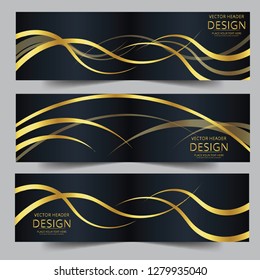 Abstract Banner Gold Web Header Waves Stock Vector (Royalty Free ...