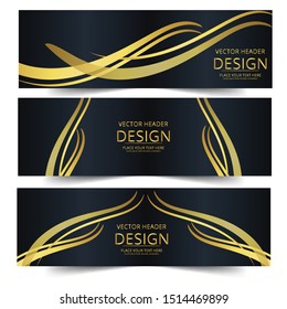 Abstract Banner Gold Web Header Waves Stock Vector (Royalty Free ...