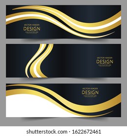 Abstract Banner Gold Web Banner Waves Stock Vector (Royalty Free ...