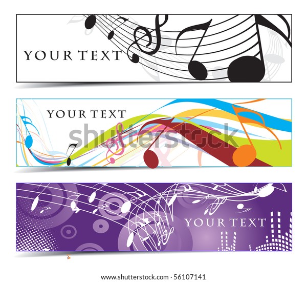 Abstract Banners On Music Note Multicolored Stock Vector (Royalty Free ...
