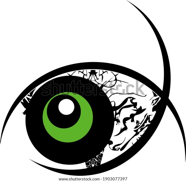 Abstract Big Green Eye Symbol Huge Stock Vector (Royalty Free ...