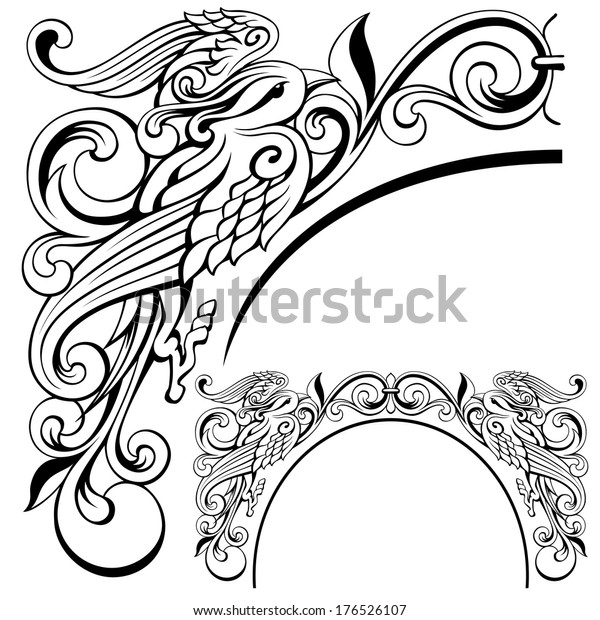 Abstract Bird Decorative Pattern Ornament Vector Stock Vector (Royalty ...