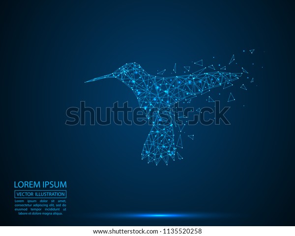Abstract Bird Hummingbird Consisting 3d Triangles Stock Vector (Royalty ...