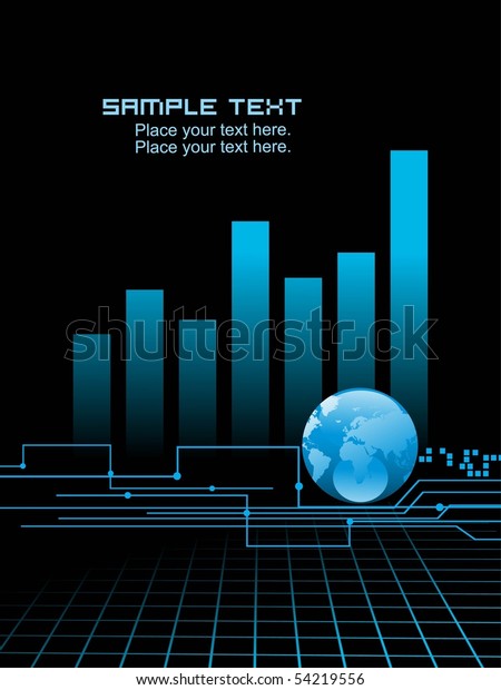 Abstract Black Background Business Graph Globe Stock Vector (Royalty ...