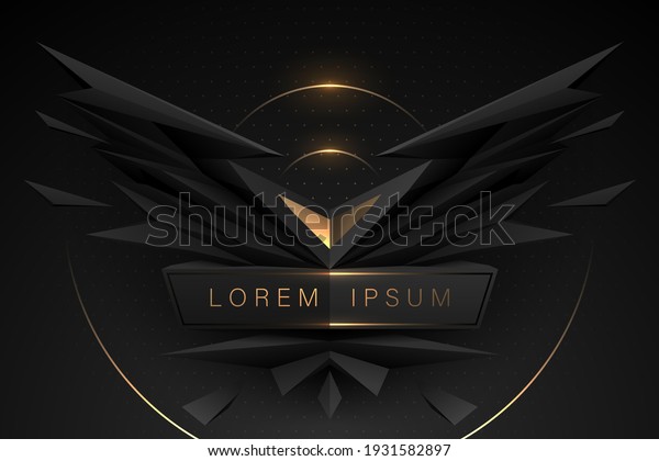 Abstract Black Gold Geometric Wings Background Stock Vector (Royalty ...
