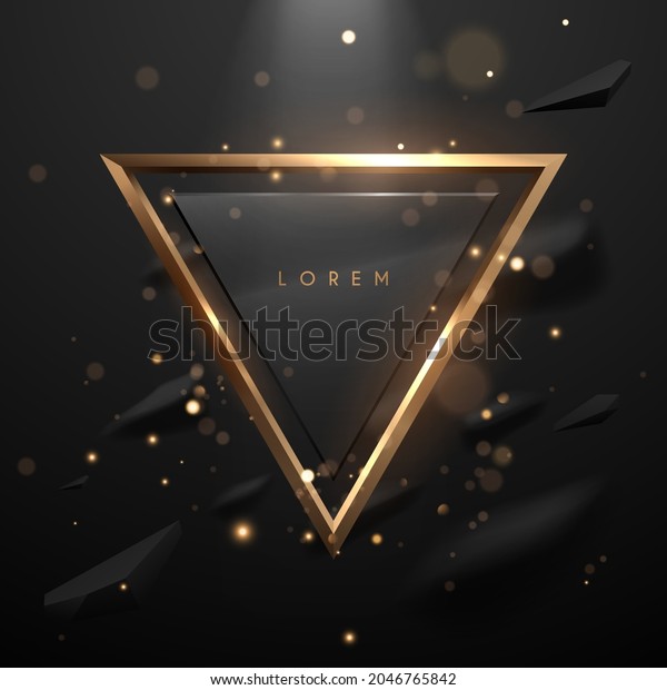 Abstract Black Gold Triangle Frame Template Stock Vector (Royalty Free ...
