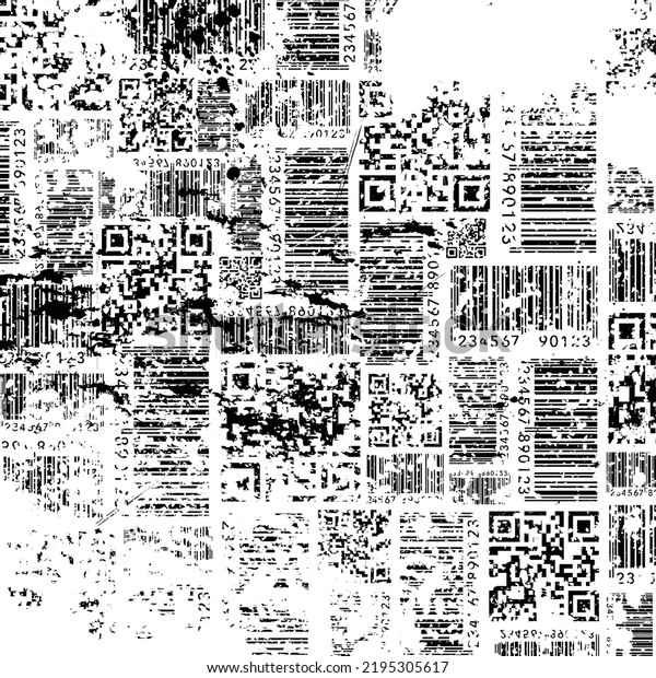 Abstract Black Grunge Qr Barcode Background Stock Vector (Royalty Free ...