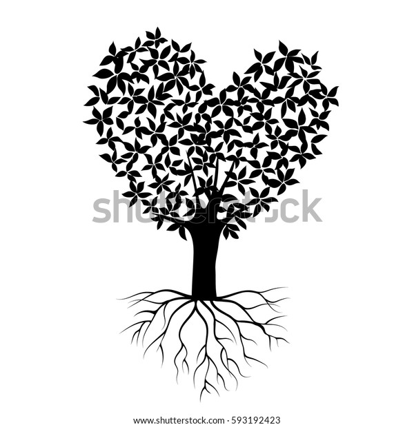 Abstract Black Heart Tree Isolated Nature Stock Vector (Royalty Free ...