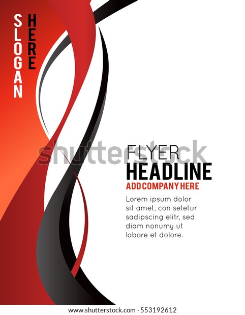 Abstract Black Red Background Wave Brochure Stock Vector (Royalty Free ...