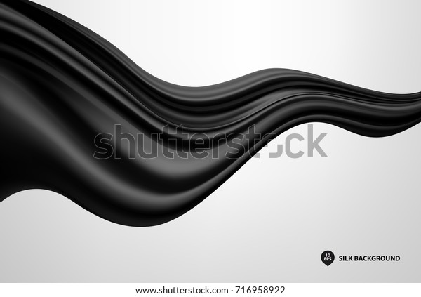 Abstract Black Wave Silk Satin Fabric Stock Vector (Royalty Free ...