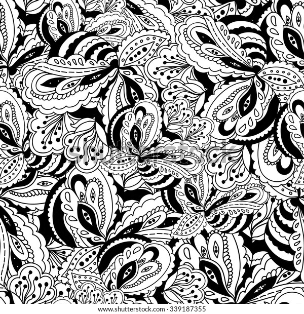 Abstract Black White Seamless Psychedelic Pattern Stock Vector (Royalty ...