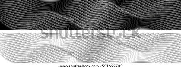 Abstract Black White Wavy Lines Banners Stock Vector (Royalty Free ...