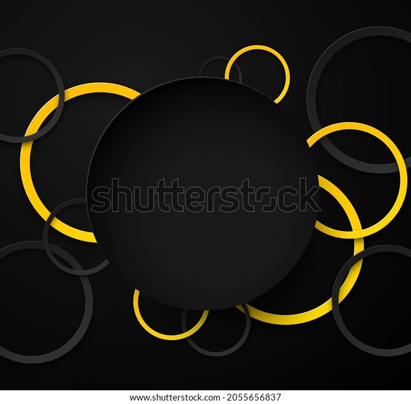 Abstract Black Yellow Circles Background Vector Stock Vector (Royalty ...
