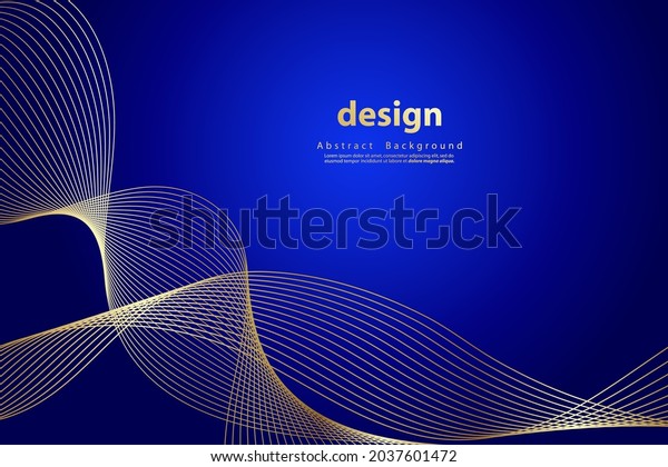 Abstract Blue Background Gold Wave Lines Stock Vector (Royalty Free ...