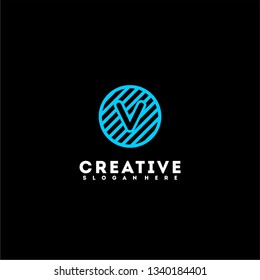 Abstract Blue Circle Lines V Logo Stock Vector (Royalty Free ...