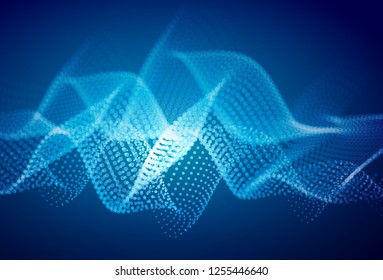 Abstract Blue Digital Landscape Flowing Particles Stock Vector (Royalty ...