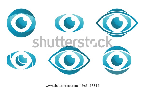 Logo de Visión visual azul abstracto.Forma gráfica geométrica aislada ...