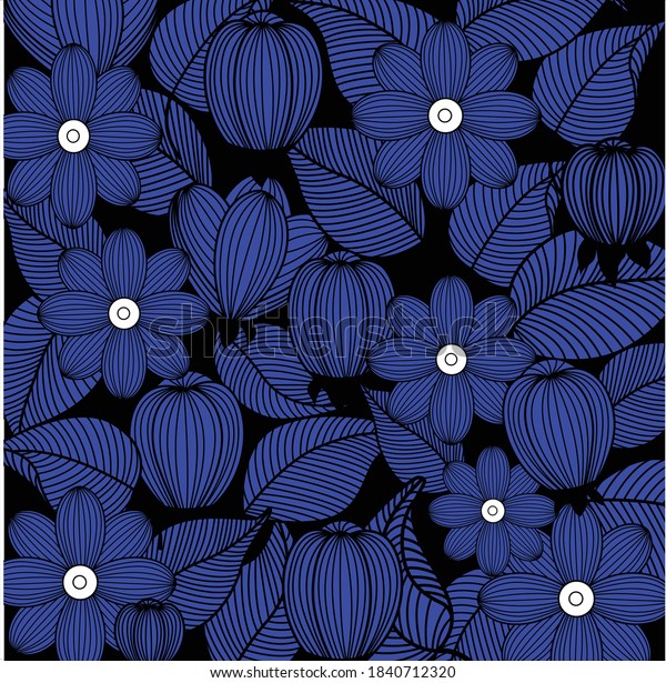 Abstract Blue Flower Background Line Art Stock Vector (Royalty Free ...