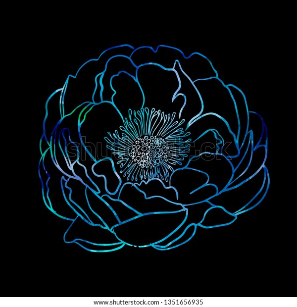 Abstract Blue Flower Line Vector Stock Vector (Royalty Free) 1351656935 ...